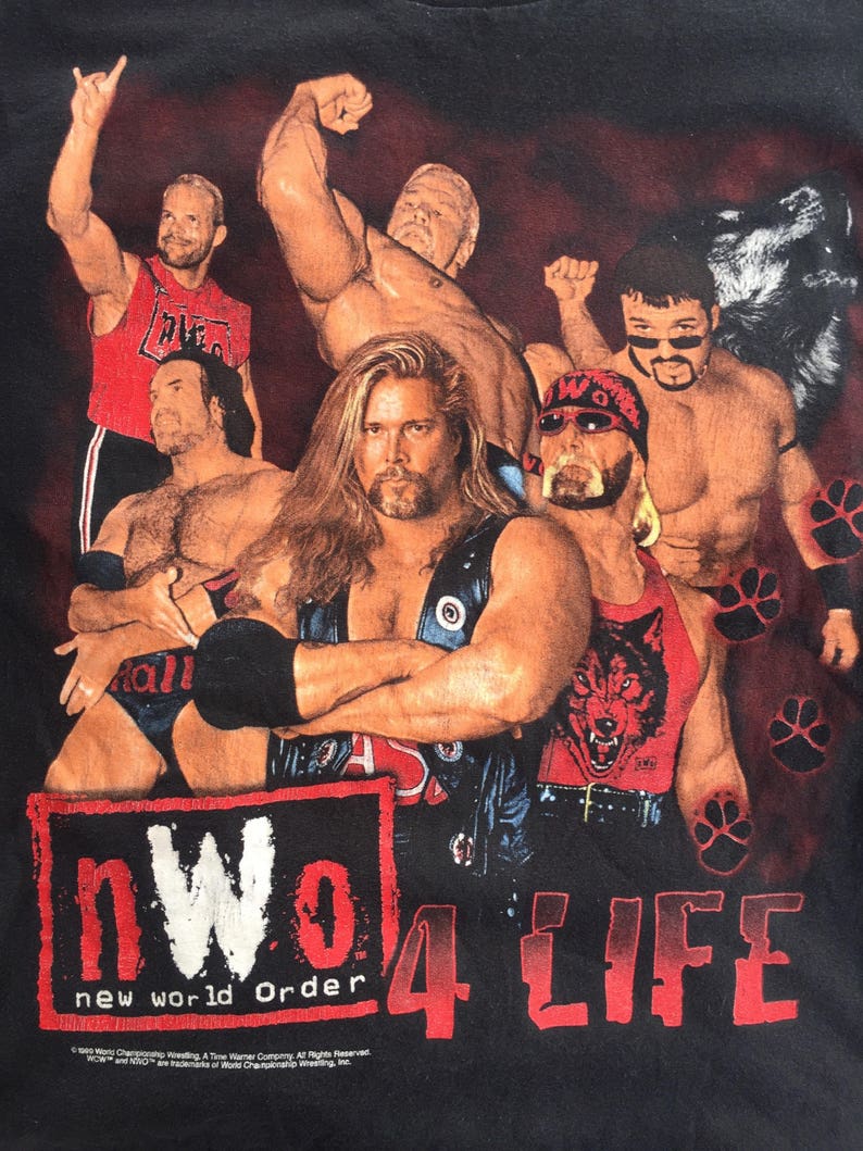 Vintage NWO New World Order 4 Life Nwo Wwf Wcw Wwe Wrestling T Shirt ...