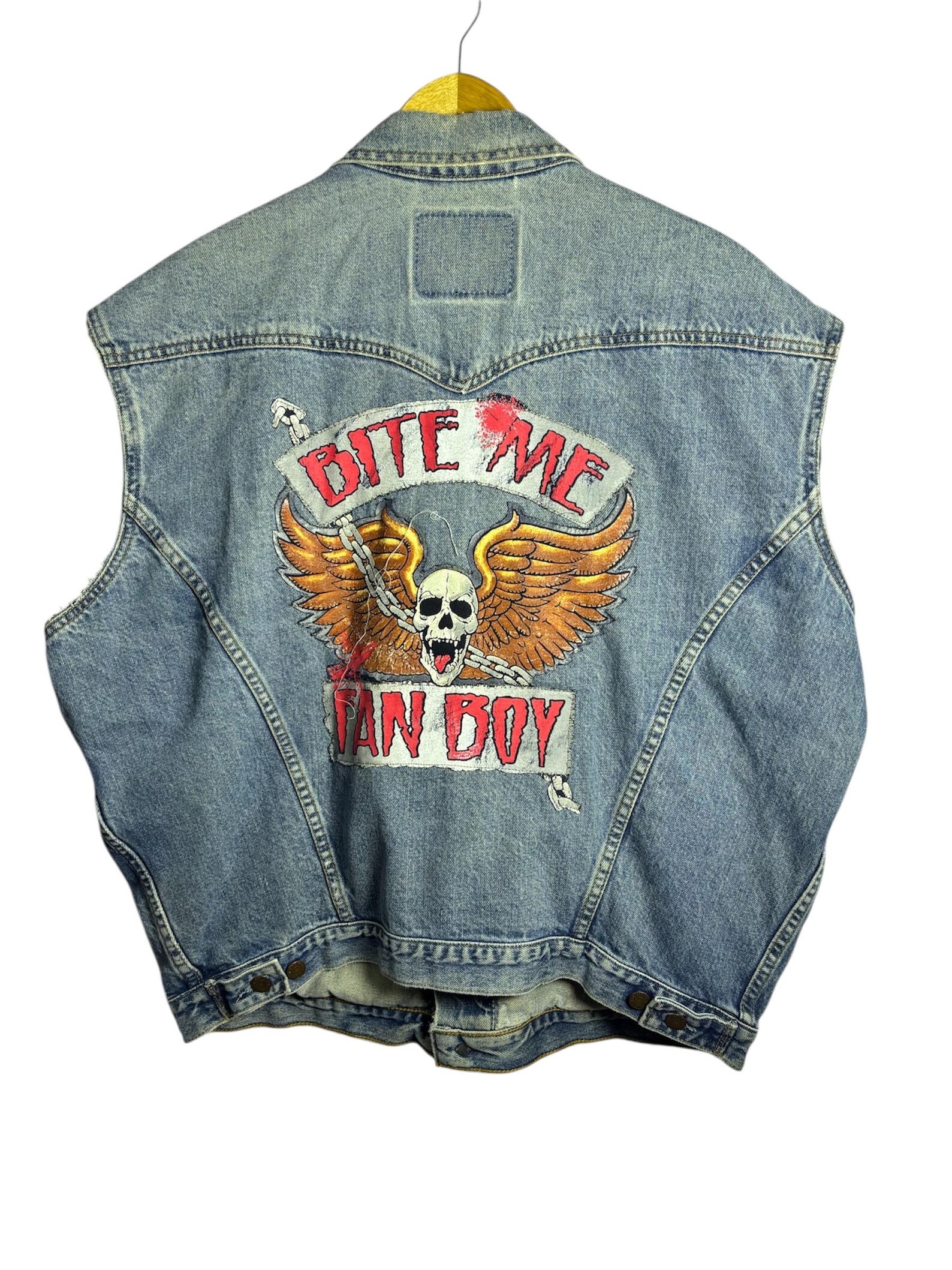 Vintage Levis Denim Lobo Bite Me Fan Boy Vest Jacket Large Size - Etsy