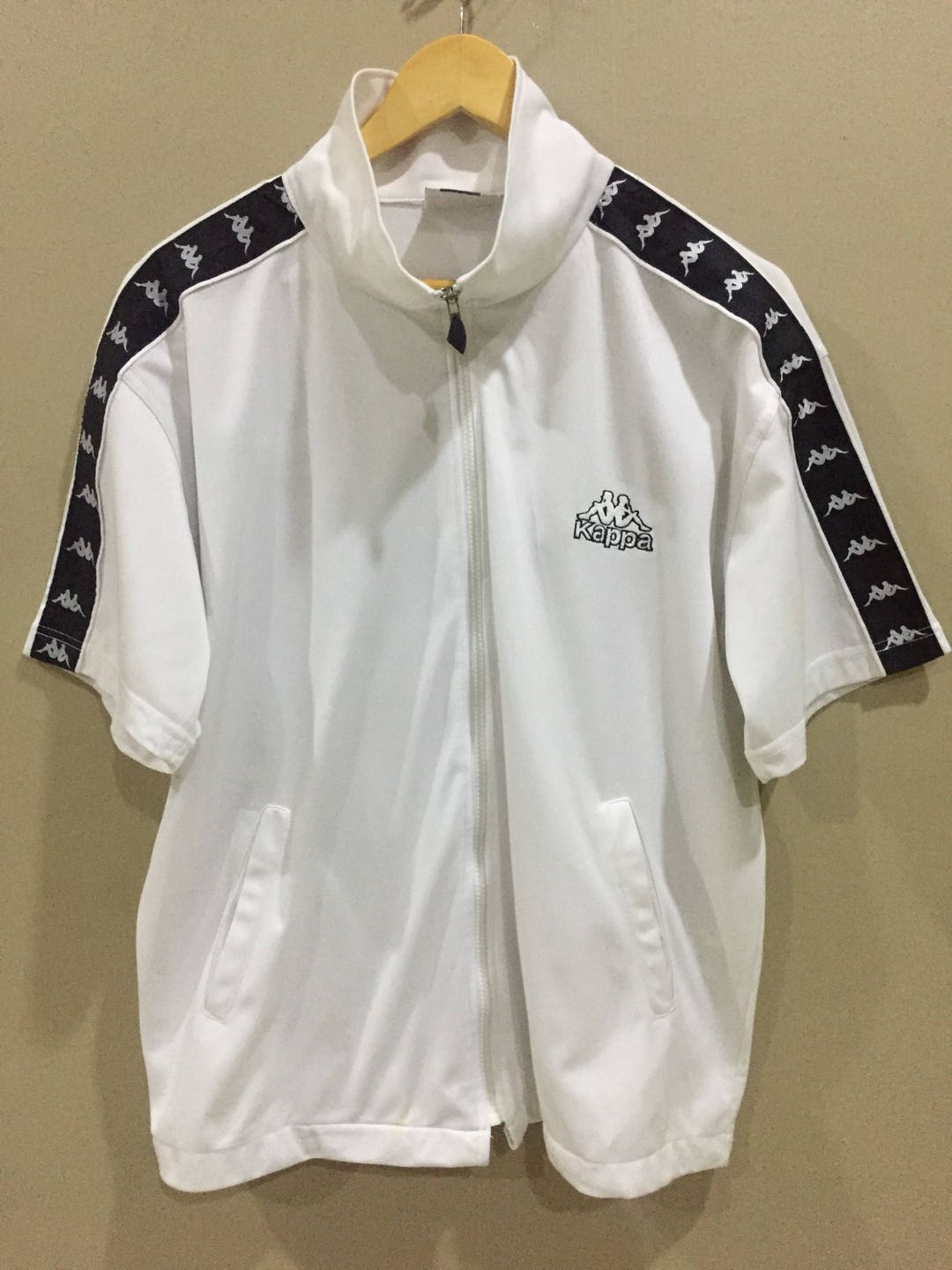 Vintage Kappa Zipper Jacket Side Tape Streetwear Hip Hop Short Sleeve ...