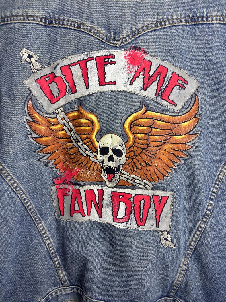 Vintage Levis Denim Lobo Bite Me Fan Boy Vest Jacket Large Size - Etsy
