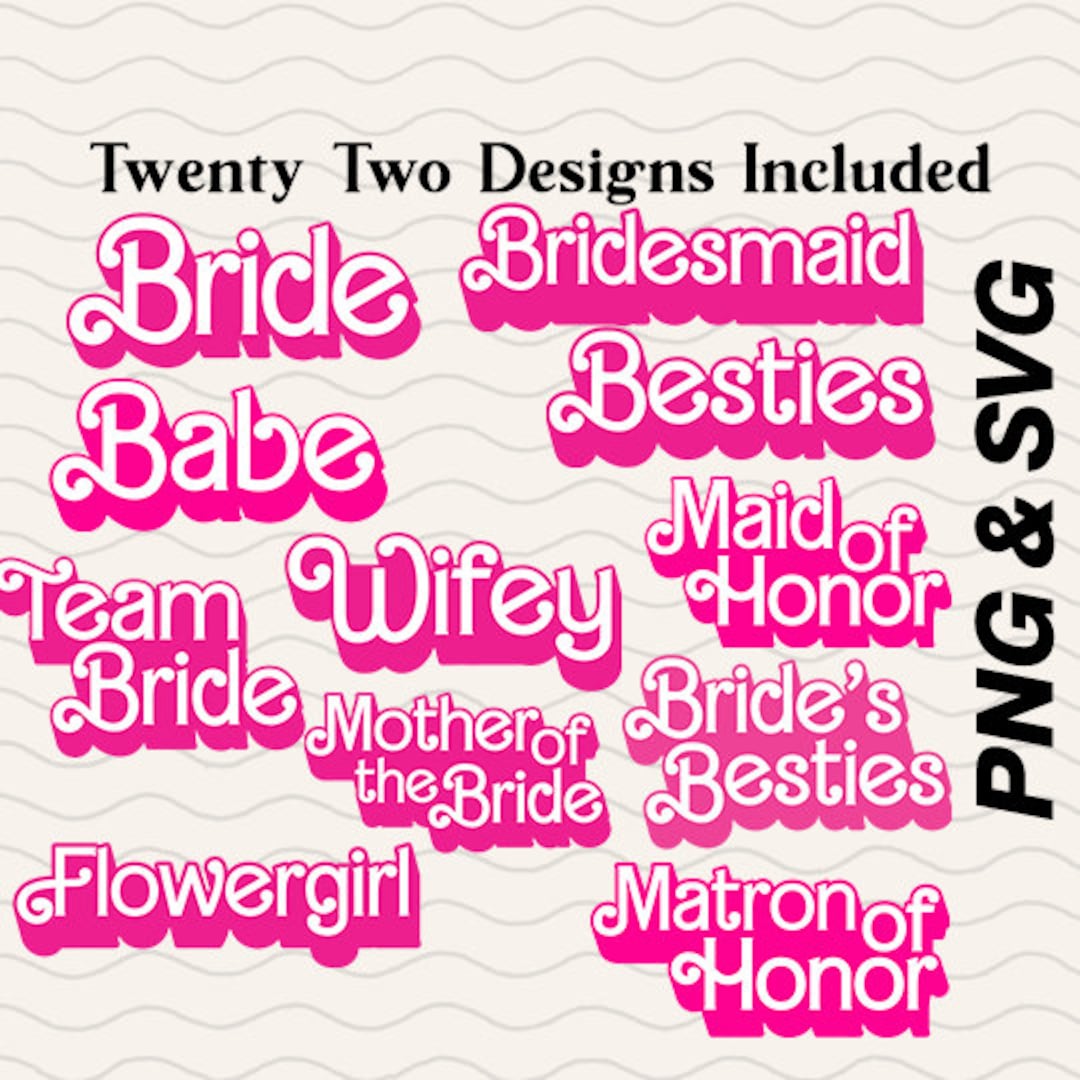Bridal Wedding Bundle SVG and PNG 23 Designs Retro Barbi Inspired ...