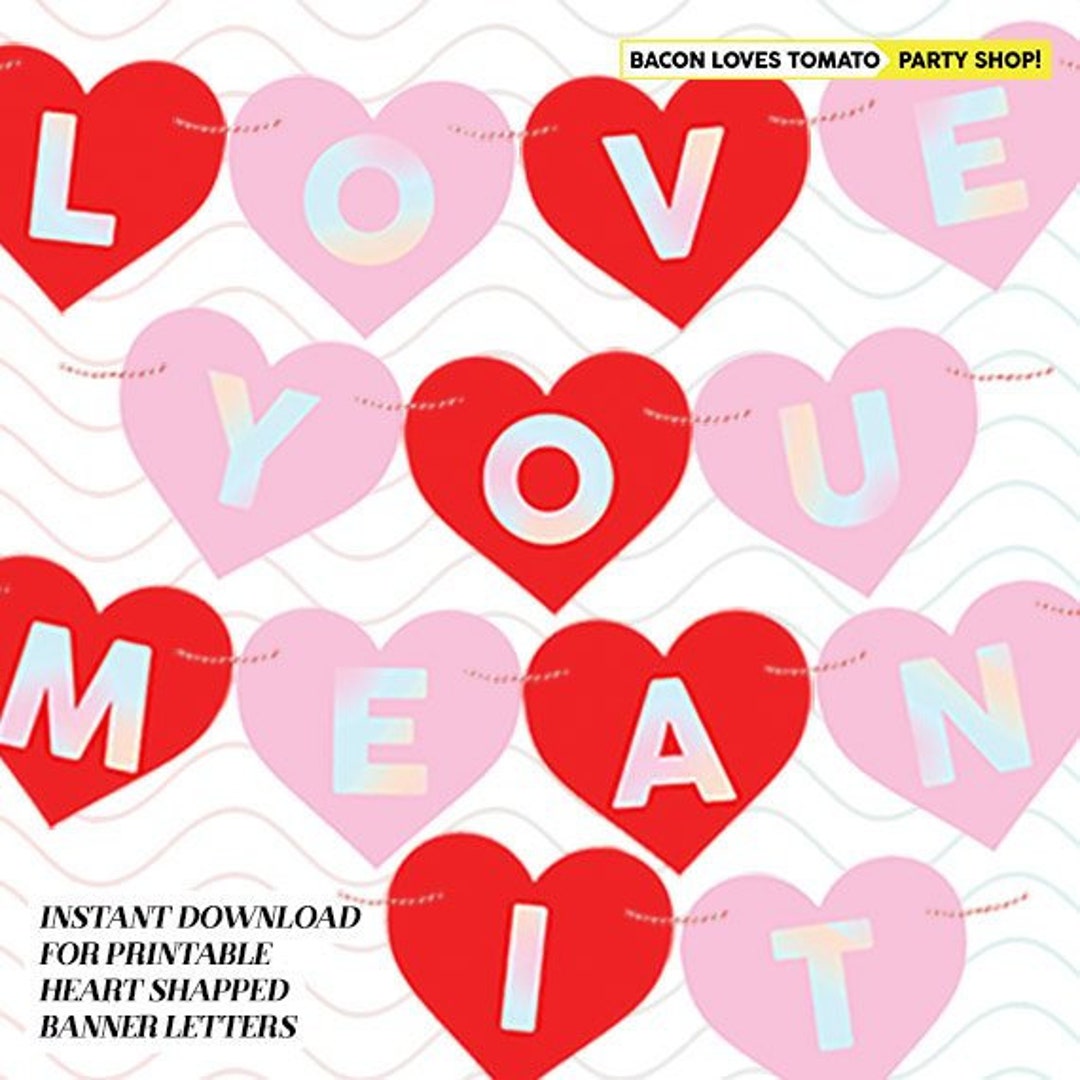 Heart Shaped Bunting Flags - PDF File for Printable DIY Custom Banner ...