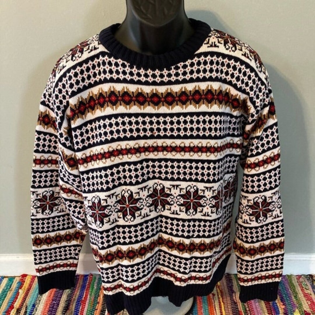 80s Ski Snowflake Pattern Sweater Vintage Crewneck Winter Snow ...