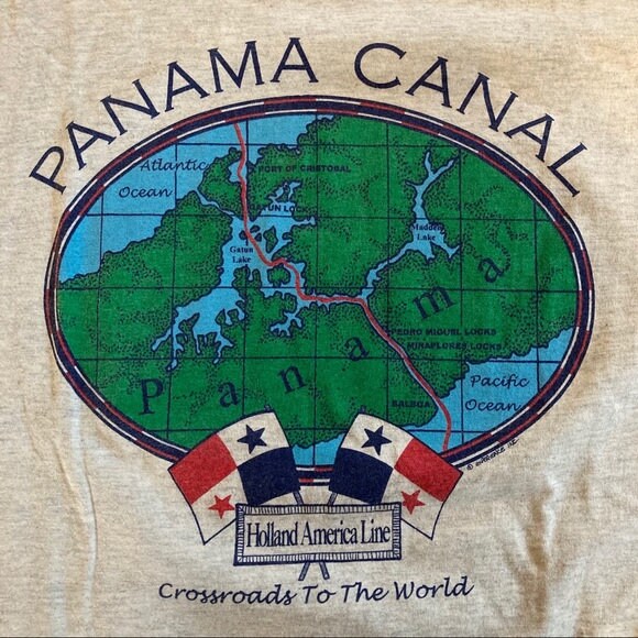80s Panama Canal Map Shirt Vintage Tee Vacation Travel Boat Yacht ...