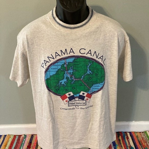 80s Panama Canal Map Shirt Vintage Tee Vacation Travel Boat | Etsy