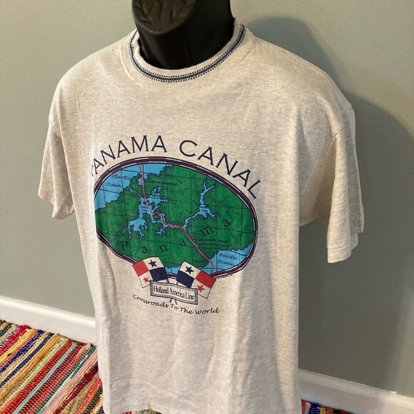 80s Panama Canal Map Shirt Vintage Tee Vacation Travel Boat Yacht ...