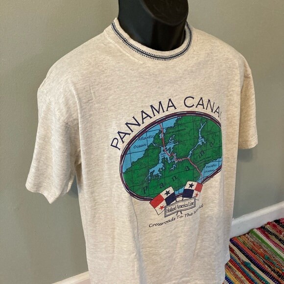 80s Panama Canal Map Shirt Vintage Tee Vacation Travel Boat Yacht ...
