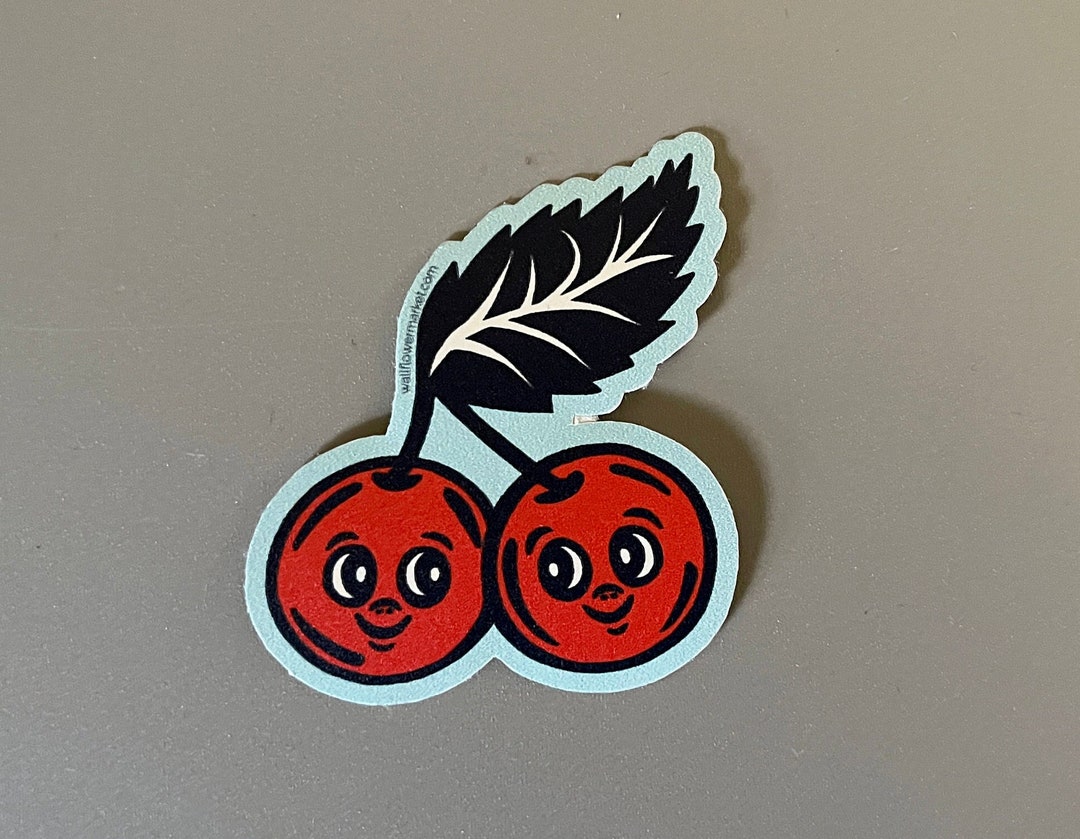 Retro Cherries Sticker | Waterproof | Laptop Sticker | Phone Sticker ...
