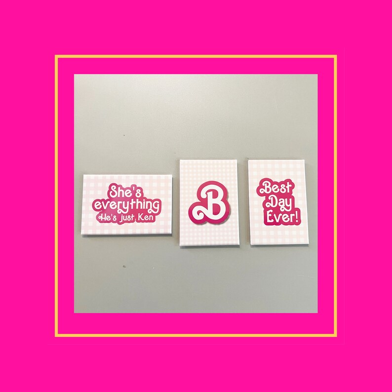 Pink Plaid Magnet Set - Etsy