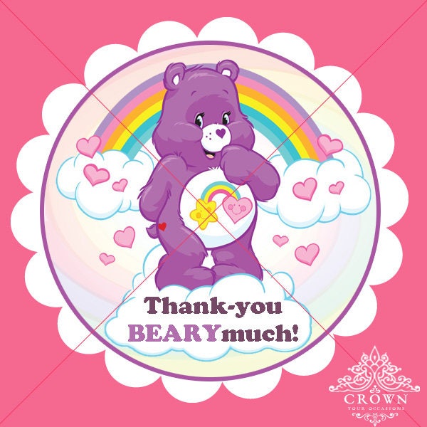 Care-Bear Set of 12 Thank you stickers | Etsy