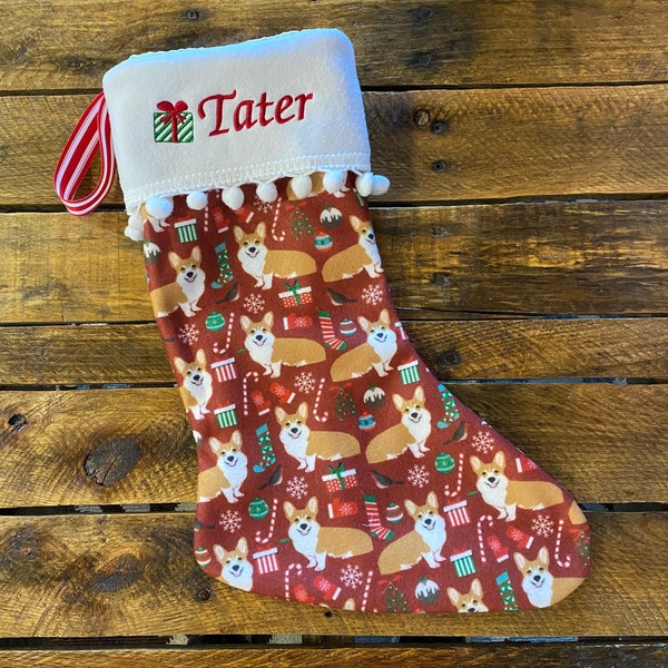 Corgi Christmas Stocking - Etsy