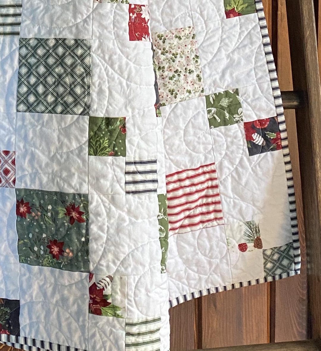 Ready to Ship Handmade Patchwork Christmas Throw Quilt / Holiday Home ...