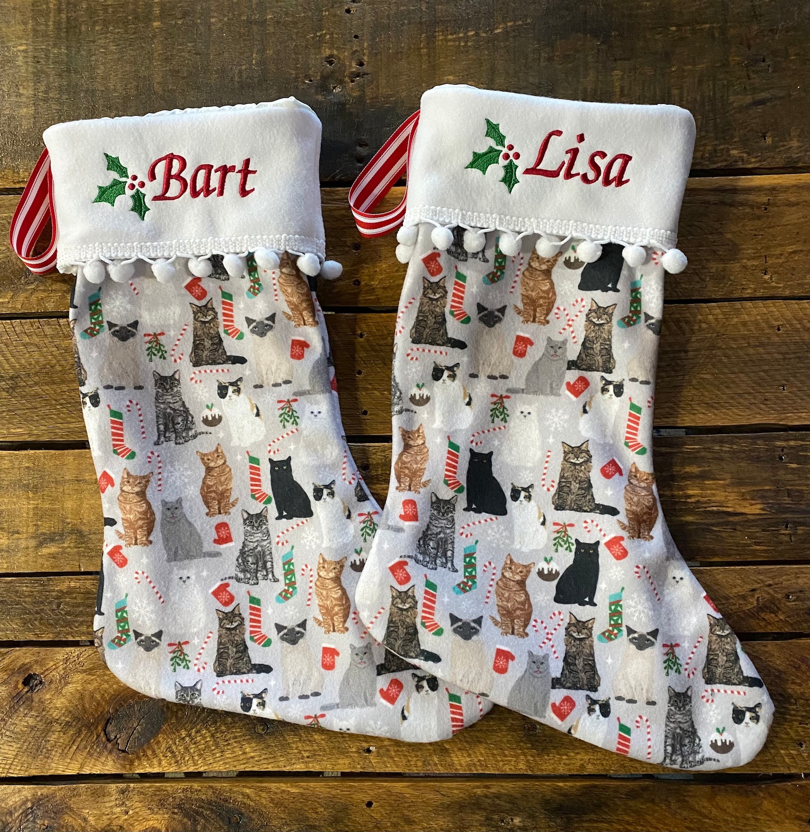 Cat Christmas Stockings / Personalized Stockings / Cat Owner - Etsy