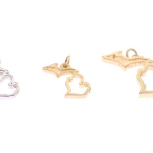 Custom 14K White or Yellow Gold Michigan Mitten State Outline Pendant ...