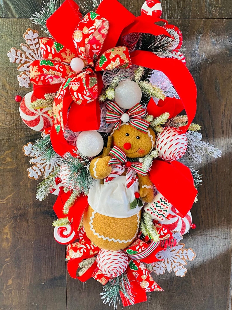 Gingerbread Wreath, Winter Door Swag, Gingerbread Door Decor ...