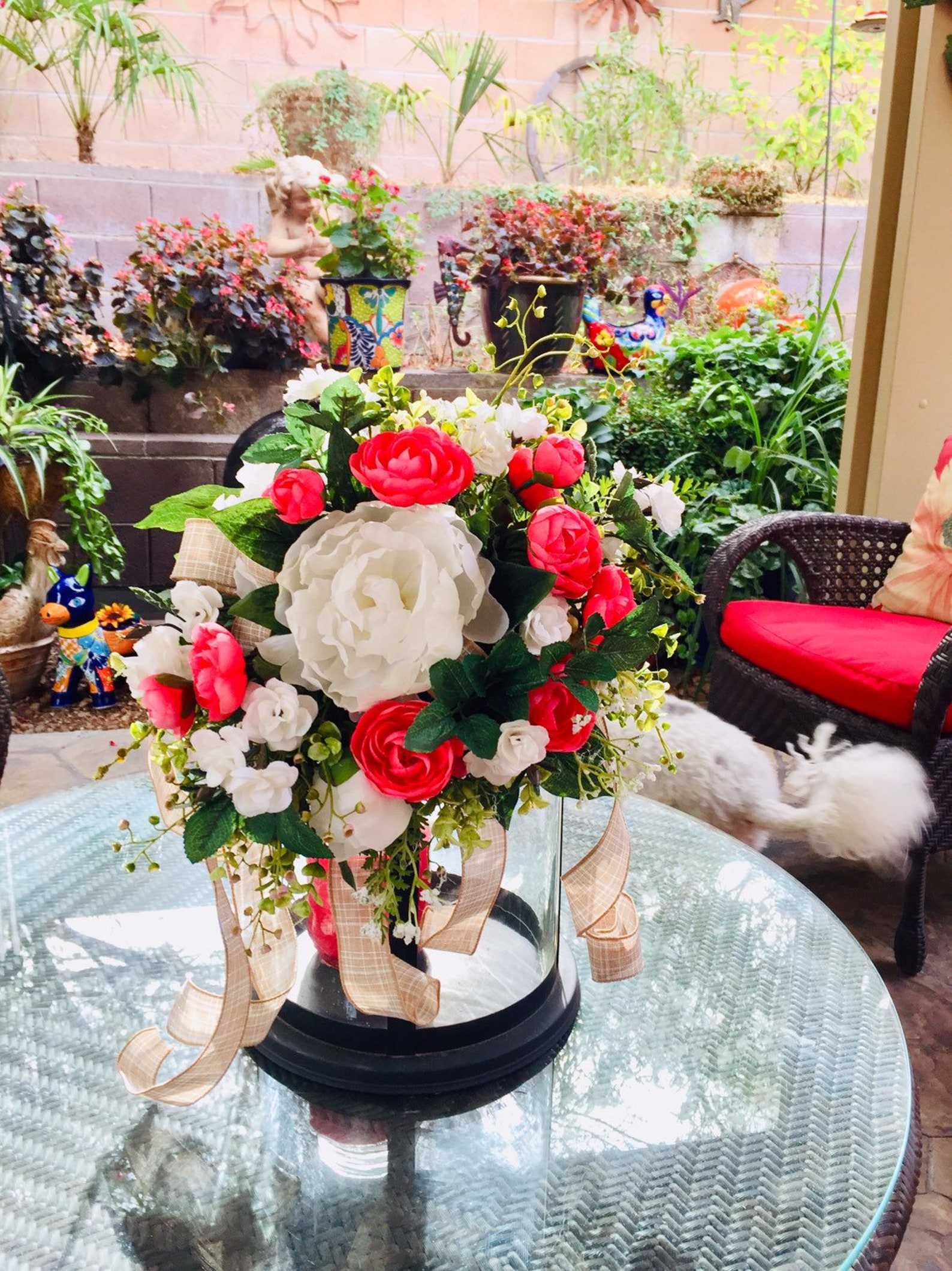 Summer Lantern Swag Lantern Bow Summer Centerpiece Patio - Etsy