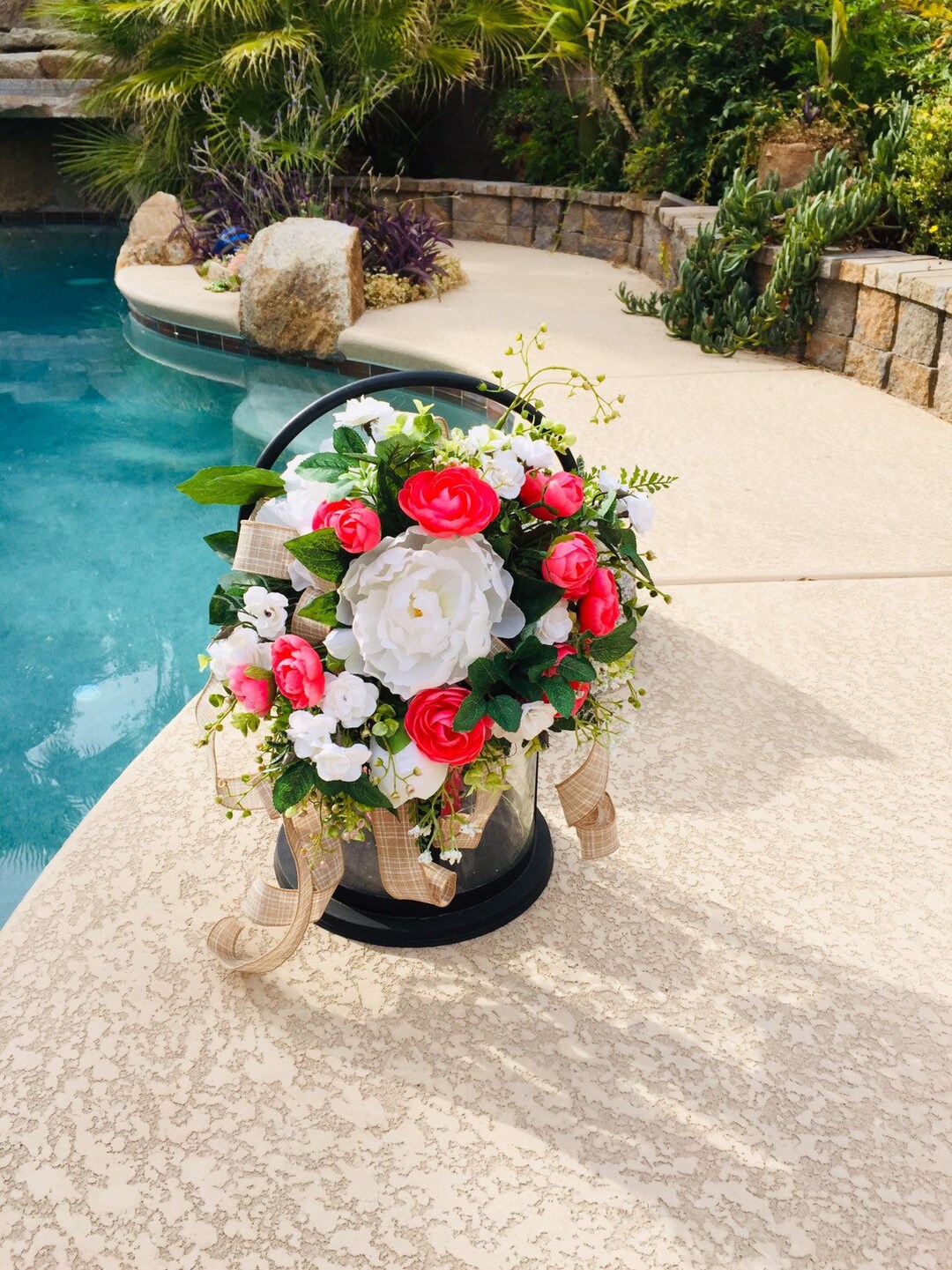 Summer Lantern Swag, Lantern Bow, Summer Centerpiece, Patio Decor ...