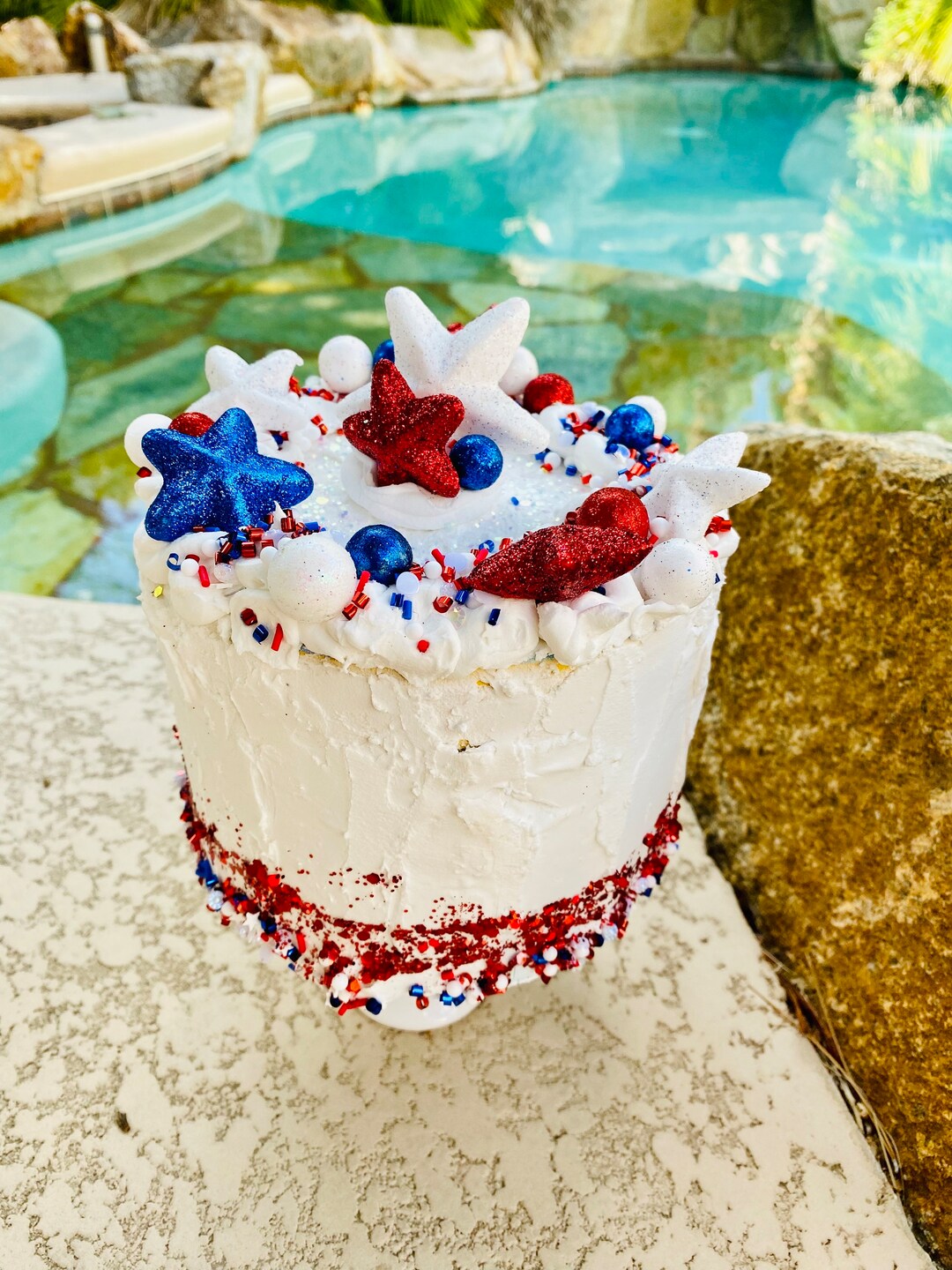 Patriotic Cake, Election Decor, Fake Bake Cake Arrangement, Faux Cake ...
