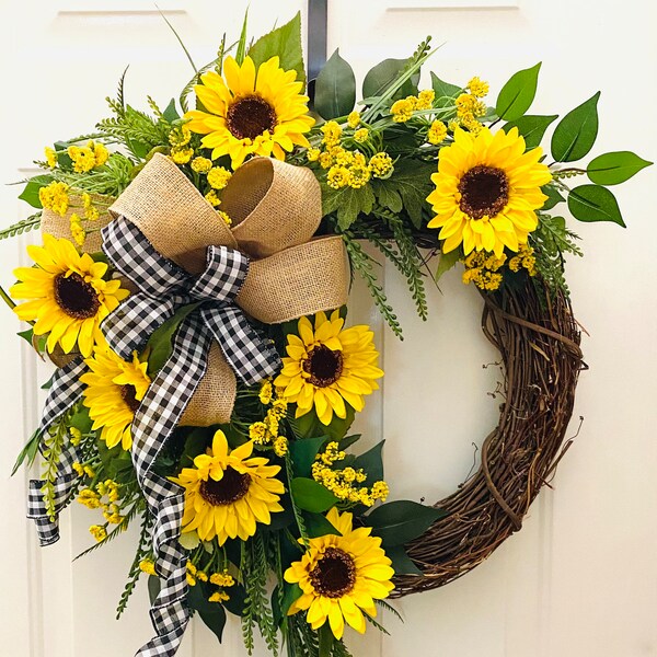 Sunflower Wreaths for Front Door - Etsy