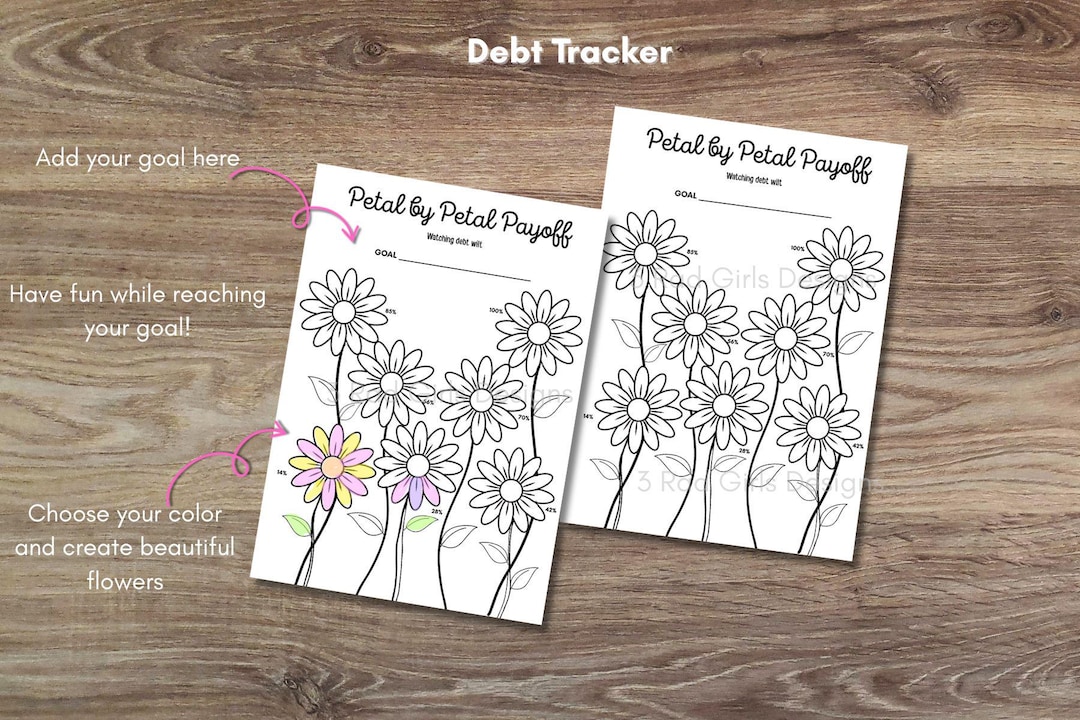 Debt Tracker Coloring Page- Flower Themed - Etsy