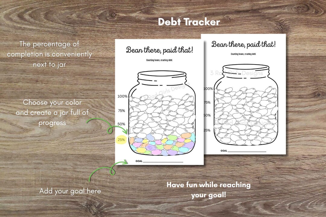Debt Tracker Coloring Page Jelly Beans - Etsy