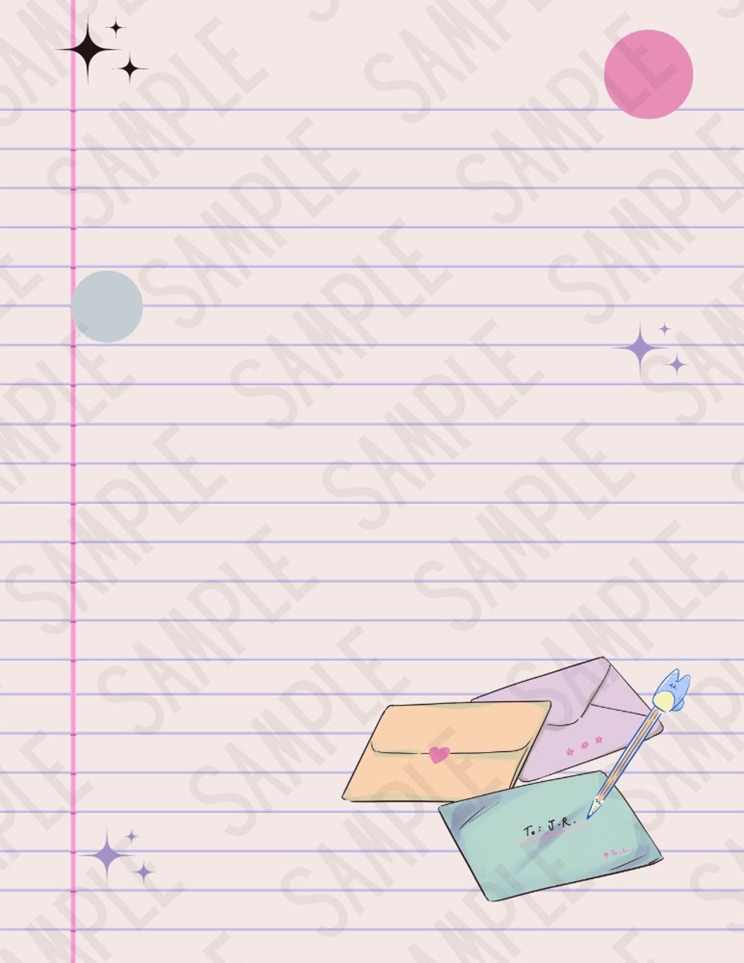 Kawaii Notebook Paper | Standard Letter Size, Instant Download - Etsy