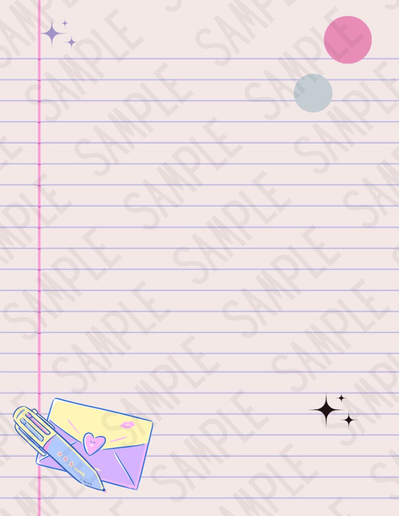 Kawaii Notebook Paper Standard Letter Size Instant Download - Etsy