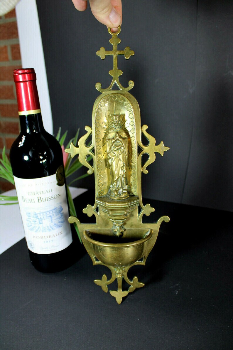 Antique French Rare Large Brass Holy Water Font Chapel Madonna - Etsy