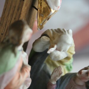 Antique Porcelain Bisque Holy Water Font Calvary Crucifix Christ ...