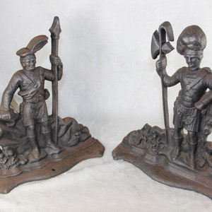 Pair Xxl Cast Iron Officers Soldiers Figural Fireplace Andirons ...