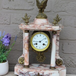 Antique Parisian Marble Bronze Eagle Column Mantel Clock - Etsy