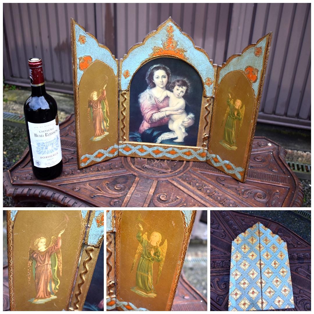 Vintage Italian Triptych Madonna Plaque - Etsy