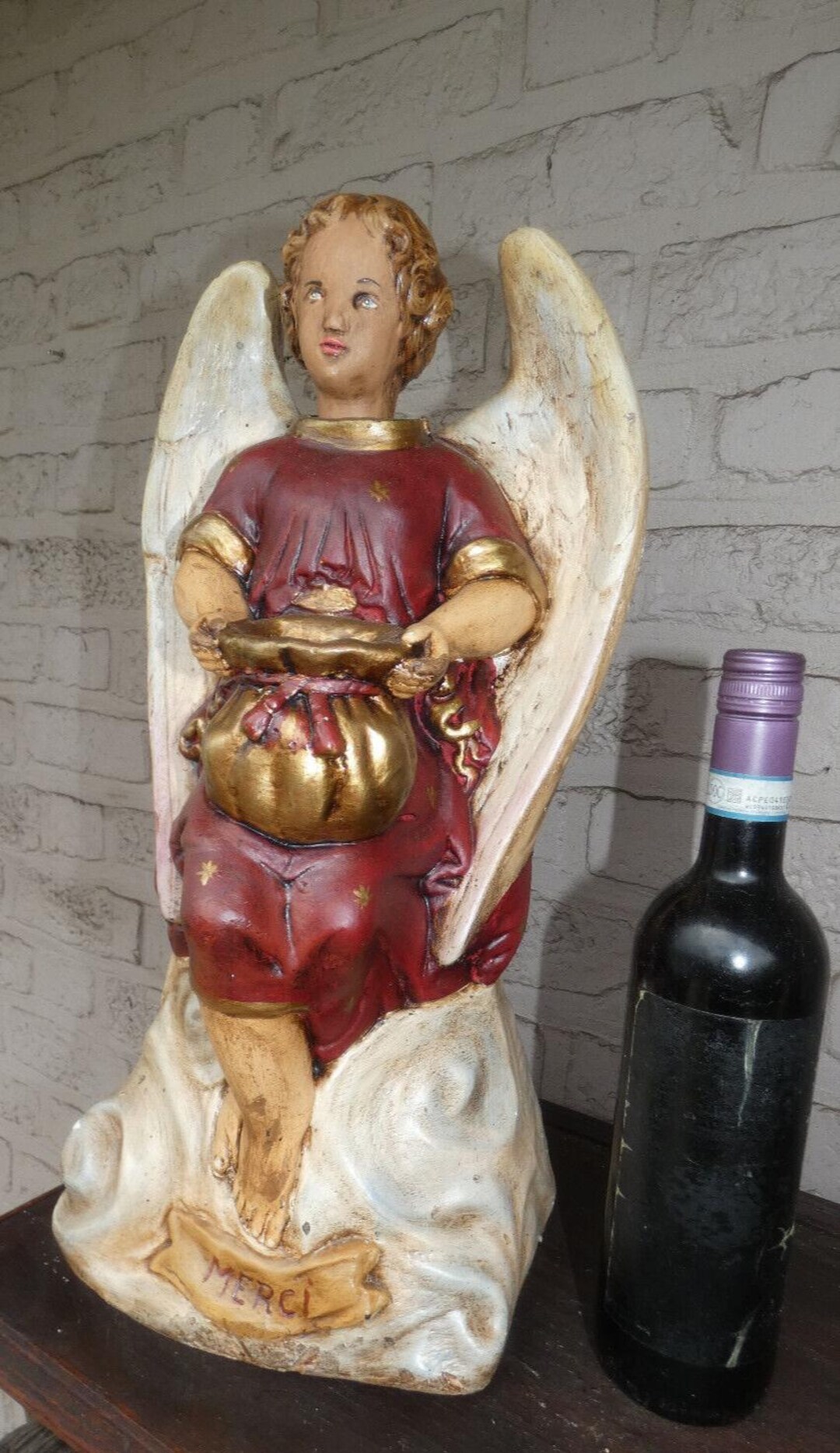 Antique Large Chalk Nodding Missionary Angel Piggy Bank Statue ...