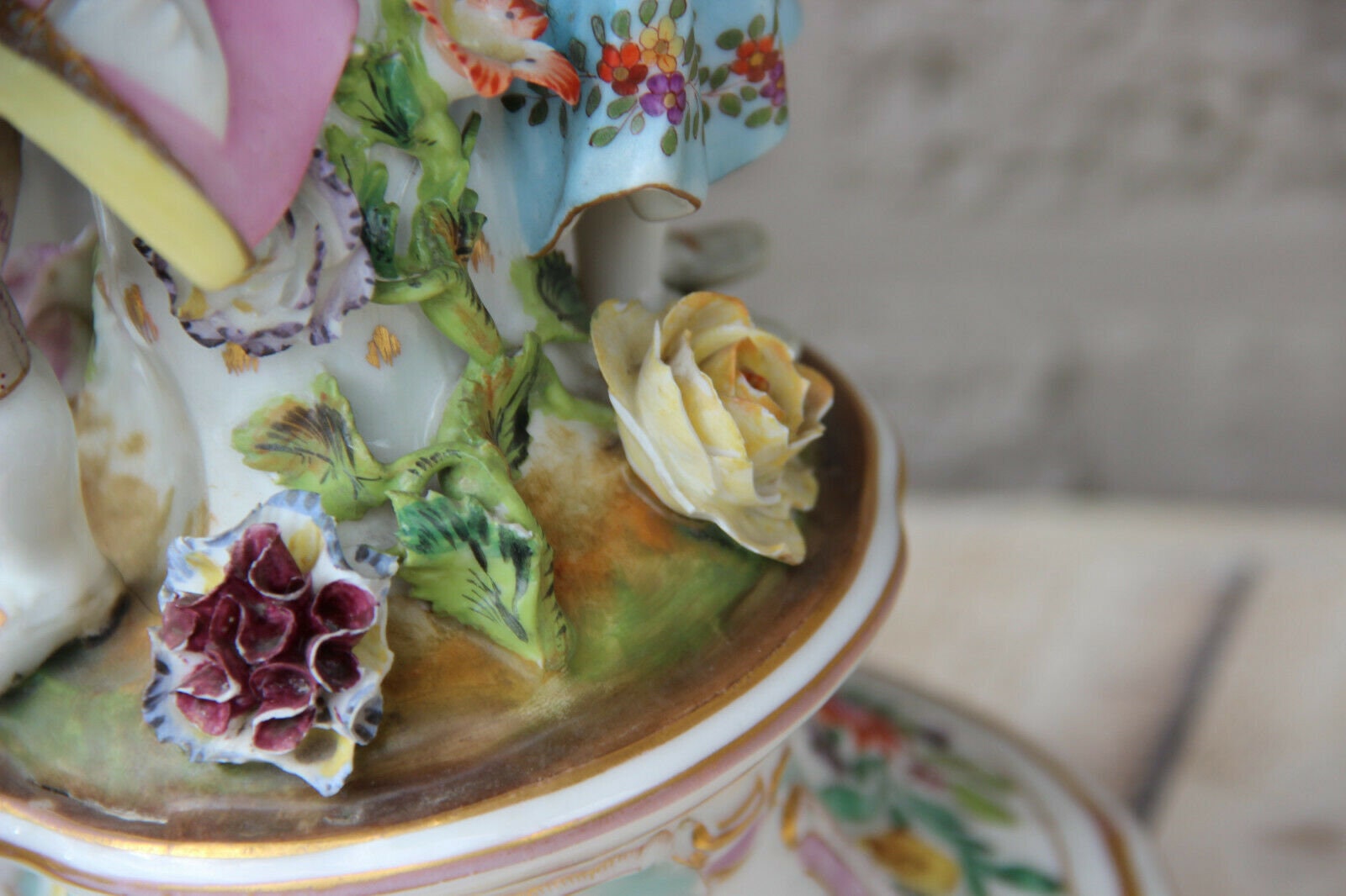 Antique german porcelain marked relief floral decor couple | Etsy