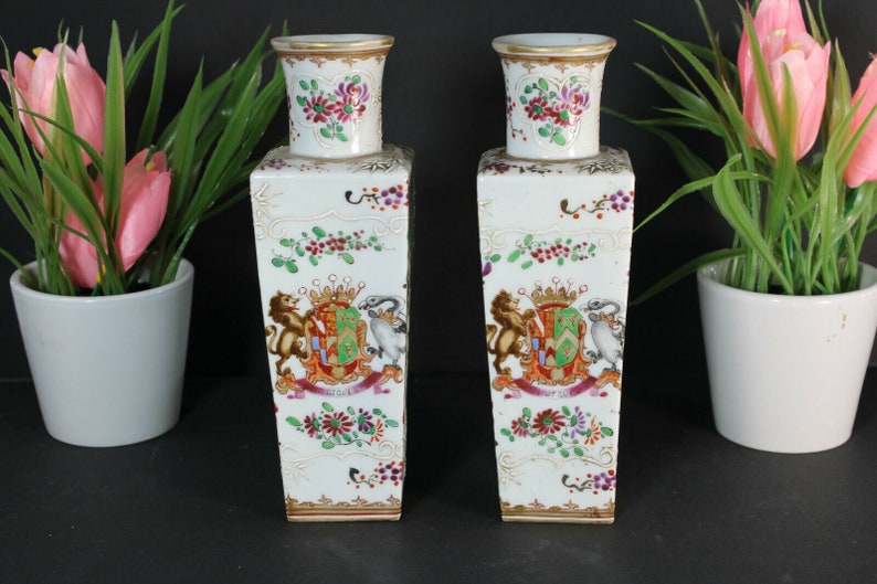 Antique Pair Edme Samson Porcelain Marked Small Vases - Etsy
