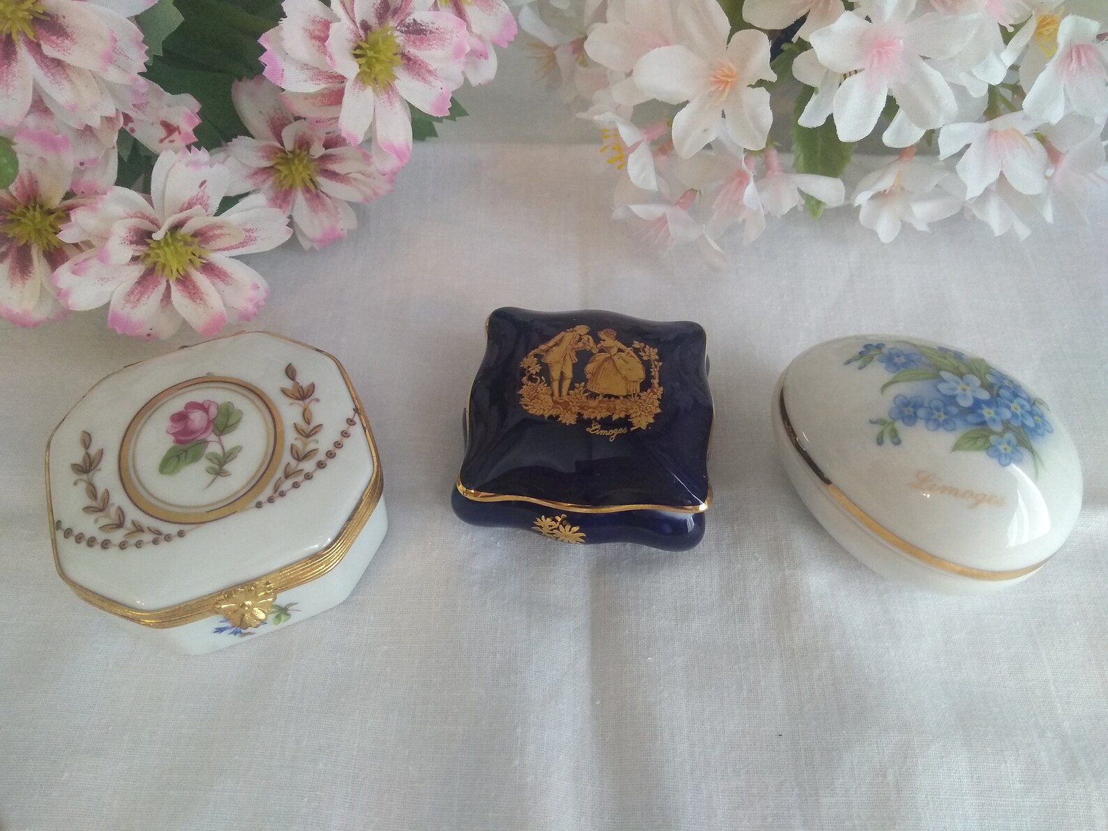 Limoges French Porcelain 3 Trinket Pill Boxes French Romantic - Etsy