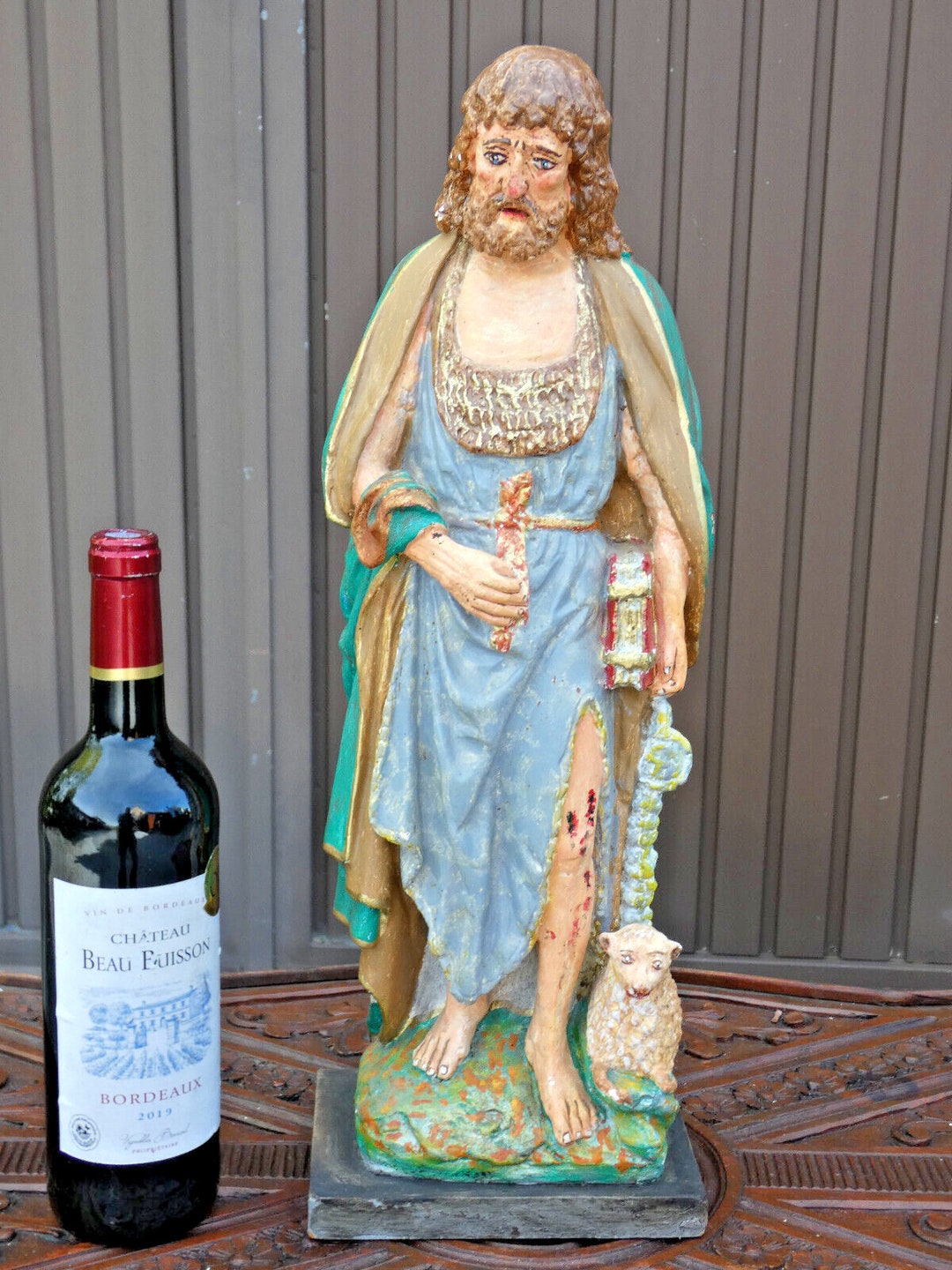 Antique Large Saint Drogo Ceramic Statue Religious - Etsy