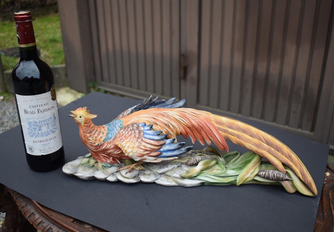 Large Italian Capodimonte Marked Tosca Porcelain Pheasant Bird ...