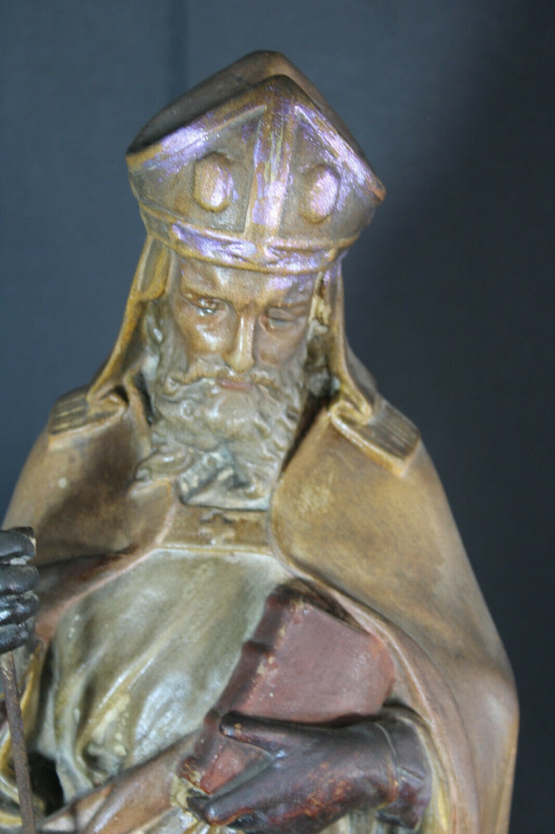 Antique French Chalkware Statue Saint Eloy Statue Bishop - Etsy