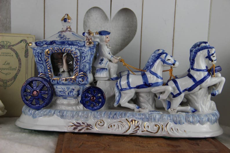 German Vintage Porcelain Coach Princess Horses Group - Etsy