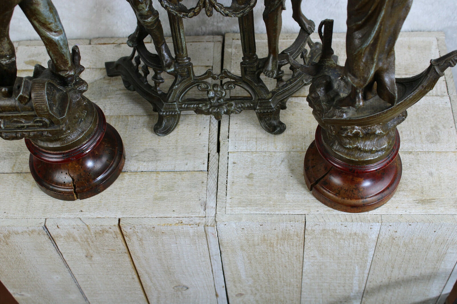 Vintage 1970 French Zinc Spelter Mantel Clock Set Statue - Etsy