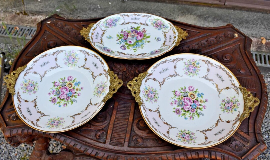 Set 3 Vintage Limoges Hand Paint Porcelain Centerpiece Plates Bowls - Etsy