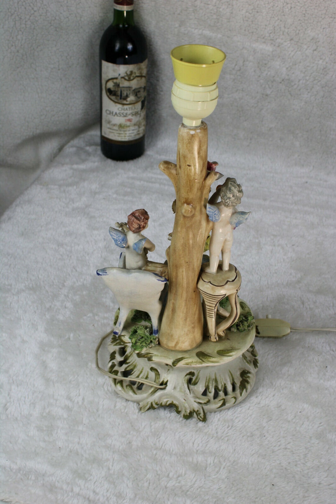 Capodimonte porcelain bassano signed putti angels lamp | Etsy