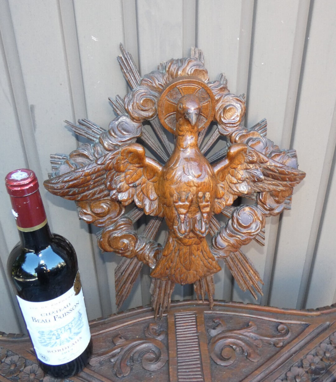 Antique 1800s Religious Wood Carved Holy Spirit Bird Symbol Wall Plaque ...