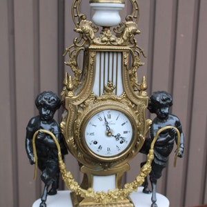 Vintage Bronze Marble White Faun Putti Cherub Figural Mantel Clock - Etsy