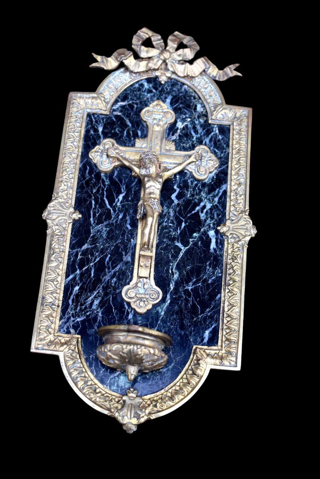Antique French Bronze Marble Louis Xvi Holy Water Font Plaque Religious ...