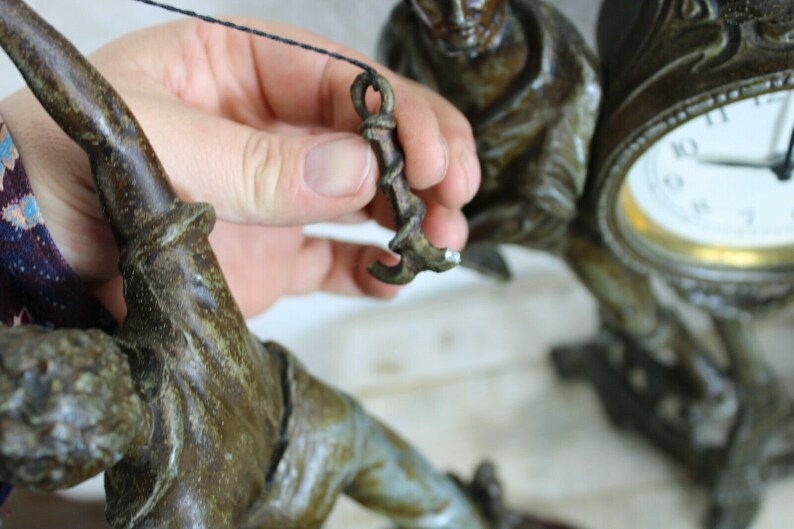 Vintage 1970 French Zinc Spelter Mantel Clock Set Statue - Etsy