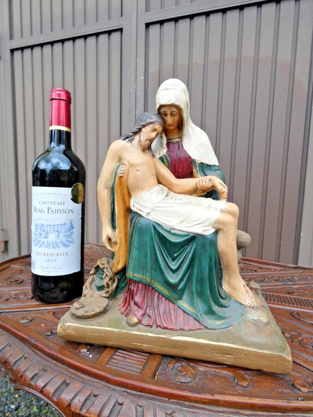 Antique French Ceramic Pieta Statue Religious - Etsy
