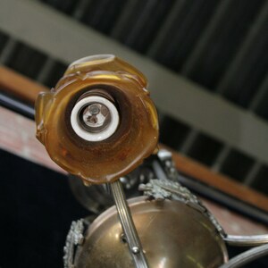 Antique French Art Deco Design Chandelier Amber Glass Shade Lamp - Etsy