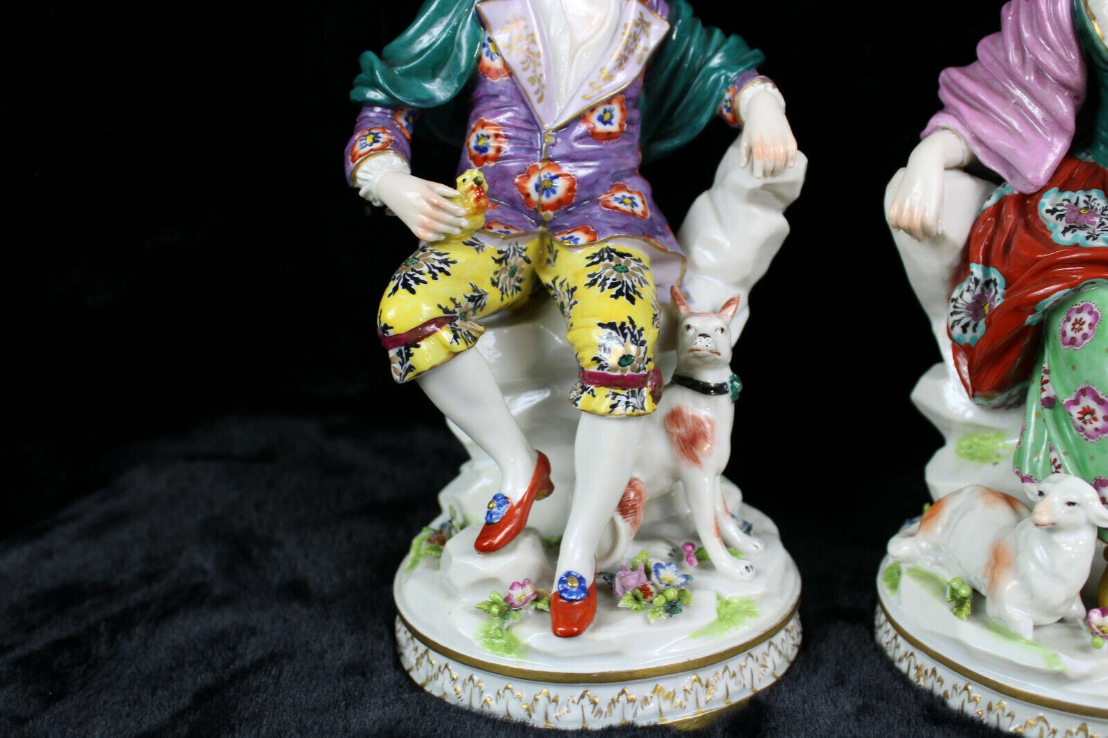 Pair German Sax Porcelain Marked Figurine Dog Sheep Bird - Etsy